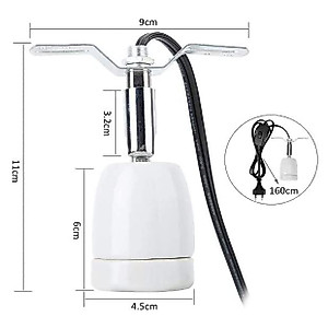 KUIDAMOS 300W E27 Reptile Lamp Stand Reptile Heating Lamp Light Holder, Lamp Not Included,360° Rotation Ceramic Heat Bulb Base with Fixed Clip Rotatable Reptile Light Fixture for Small Animals