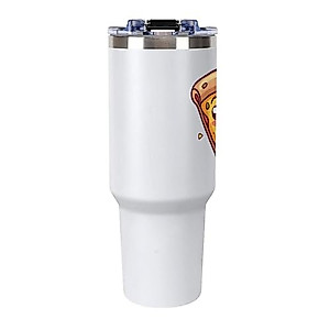 Cute Pizza Insulated Tumbler with Lid And Straw Stainless Steel Travel Coffee Mug 40oz Violet-style