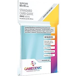 Prime Board Game Sleeves | Pack of 50 Extra-Clear Sleeves | 66 by 91 mm Card Sleeves Optimized for Use with Standard Card Games | Premium Card Protection | FFG Gray Color Code | Made by Gamegenic