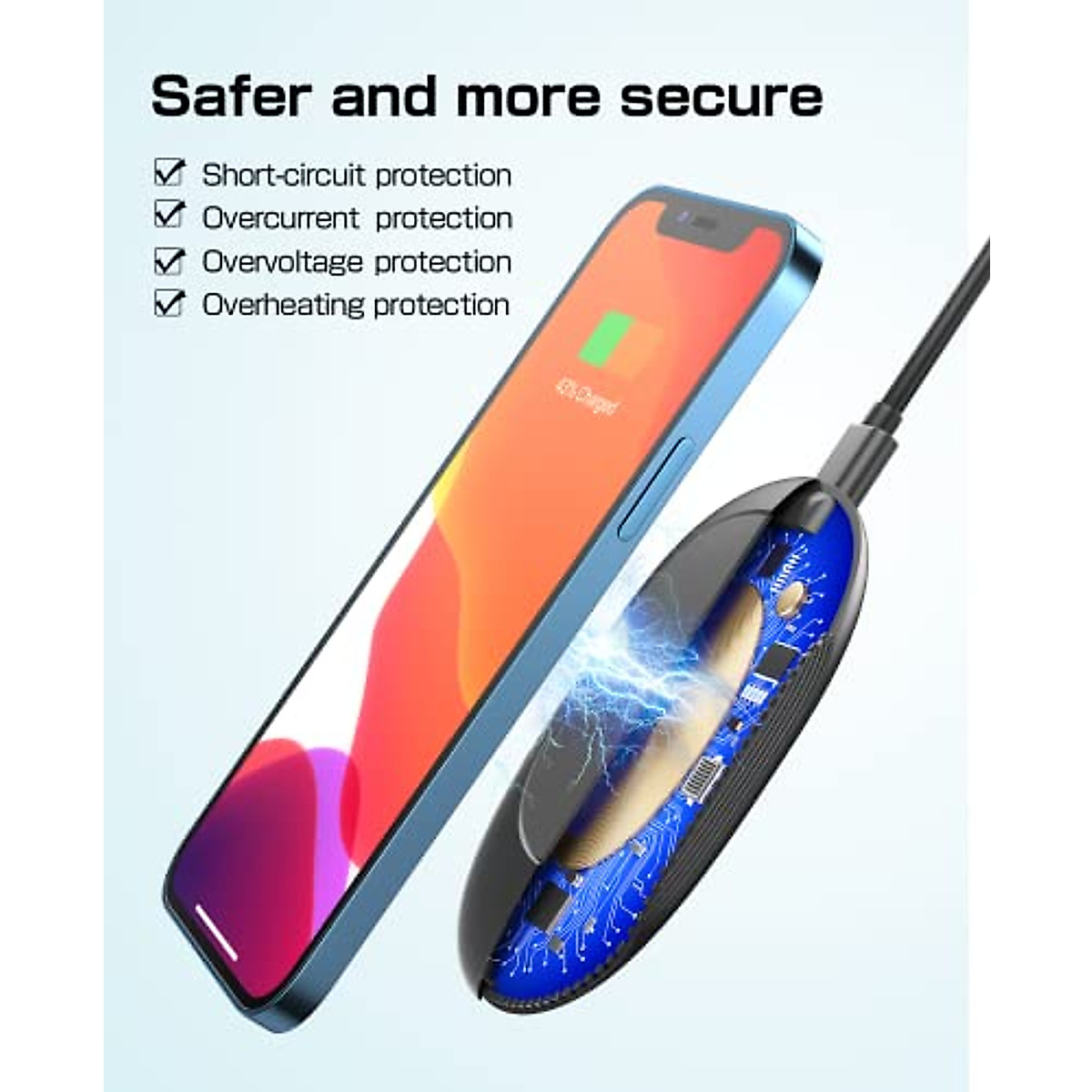 PELARD Wireless Charger 2 Pack 15W Max Wireless Charger for iPhone Fast Wireless Charging Pad for Multiple Devices LG Pixel AirPods Pro (NO QC Adapter,Not Compatible with MagSafe Magnetic Charging)