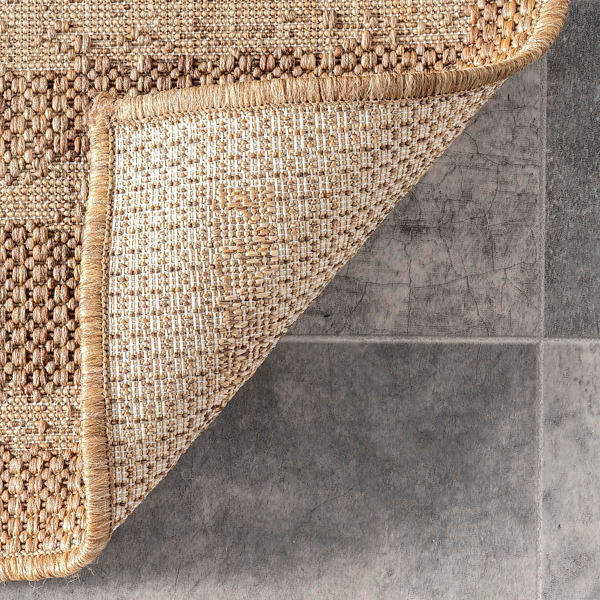 nuLOOM 5' x 8' Outdoor Performance Area Rug, Stain Resistant, Weather Resistant, High Traffic, Patio, Balcony, Outside, Marin Brown