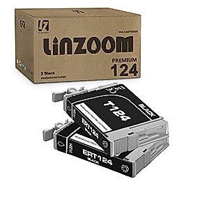 LinZoom Remanufactured 2-Pack 124 Black Ink Cartridge Replacement for Epson 124 T124 for Epson NX125 Stylus NX127 NX130 Stylus NX230 NX330 Stylus NX420 NX430 Workforce 320 323 325 435 Printer