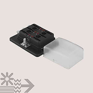 True Mods 6 Way Blade Fuse Box for Automotive [ATC/ATO Blade Fuses] [100 Amp][LED Indicator] [Protection Cover] [10-30V DC; 12V] Auto Marine Fuse Block