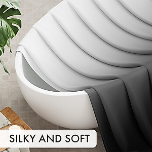 AmazerBath Fabric Shower Curtain Set, Ombre Black Shower Curtain with 12 Shower Curtain Hooks, Rustic Cloth Black and White Shower Curtain, Cute Washable Bathroom Shower Curtain Sets, 72x72 Inches