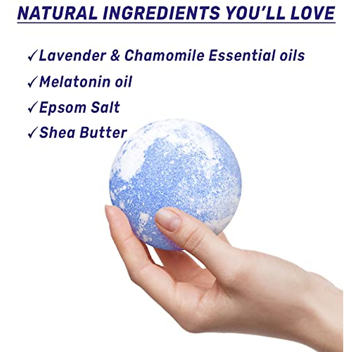 Sleep Melatonin Bath Bombs Lavender Chamomile Essential Oils Calming Natural Bubble Bath Shower Fizzies Spa Gifts Set Mother's Birthday Christmas Women Perfect Stocking Stuffers