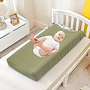 WskLinft Baby Changing Table Cover Soft Soft Comfy Bassinet Pad for Daily Army Green M