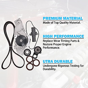 Timing Belt Kit with Water Pump for 3.0L 3.5L 3.7L 2003-2017 Honda Accord, Pilot, Odyssey, Ridgeline, Acura MDX, RDX, RL TL, TSX, ZDX - Replace # TCKWP329 TKH-002 - Timing Belt Water Pump Kit
