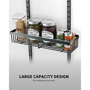 Moforoco 9-Tier Over The Door Pantry Organizer, Pantry Organization and Storage, Black Hanging Basket Wall Spice Rack Seasoning Shelves, Home & Kitchen