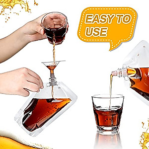 100 Pcs Plastic Flasks, Plastic Flasks Drink Pouches for Adults Concealable Reusable, Plastic Drink Flasks Travel Pouches Kit with Funnel for Women Men (8 oz)