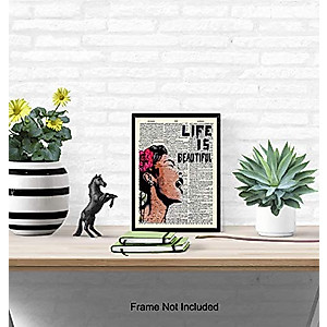 Banksy Wall Art - Upcycled Dictionary Graffiti Art Print, Billie Holiday 8x10 Street Art Poster, Home Decor - Urban Wall Art Print and Room Decorations - Makes a Great Gift - 8x10 Photo Unframed