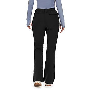 Cycorld Women's Snow Ski Pants Fleece Lined Waterproof Softshell Insulated Flare for Snowboarding Hiking Winter Outdoor(Black, 8)