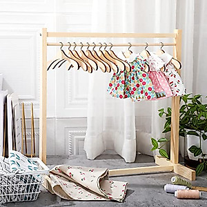 Estune 15.7 Inches Dog Garment Rack with 12 Wood Pet Clothes Hanger Wooden Dog Dress up Storage Small Dog Closet Pet Clothes Organizer Accessories for Doll Cat and Puppy