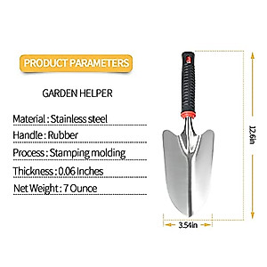 Zog Polished Stainless Steel Garden Trowel - Bend-Proof,Hand Shovel Garden Tool,Best for Digging & Planting, for Use in Any Vegetable or Flower (XXL)