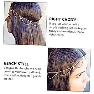 FRCOLOR 2pcs Headband Rhinestone Fringe Wedding Ornaments Pearl Headbands Wedding Hair Jewelry Crystal Head Chain Wedding Hair Vine Peal Drop Hair Band Tassel Head Garland Bridal Headdress