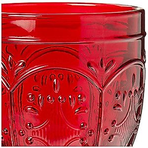 Fitz and Floyd Trestle Glassware Ornate Goblets, 4 Count (Pack of 1), Red