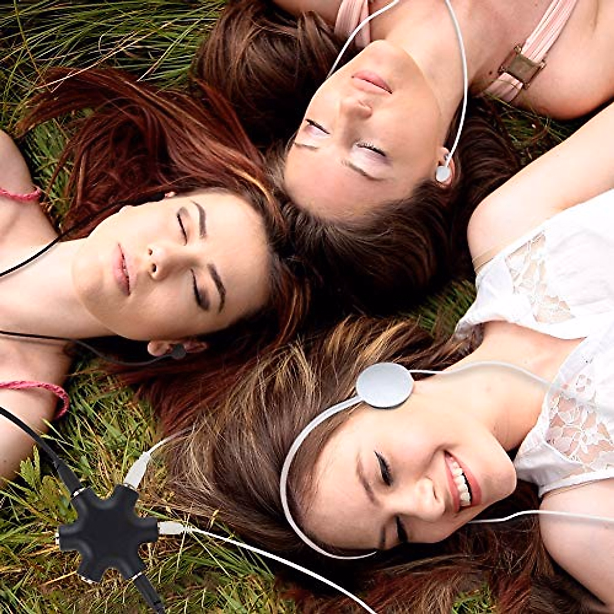 JOYISEN 2PCS Multi Headphone Splitter 3.5mm Headphone Audio Jack Splitter 1 Male to 5 Port Female Earphone Headset Adapter (Black)