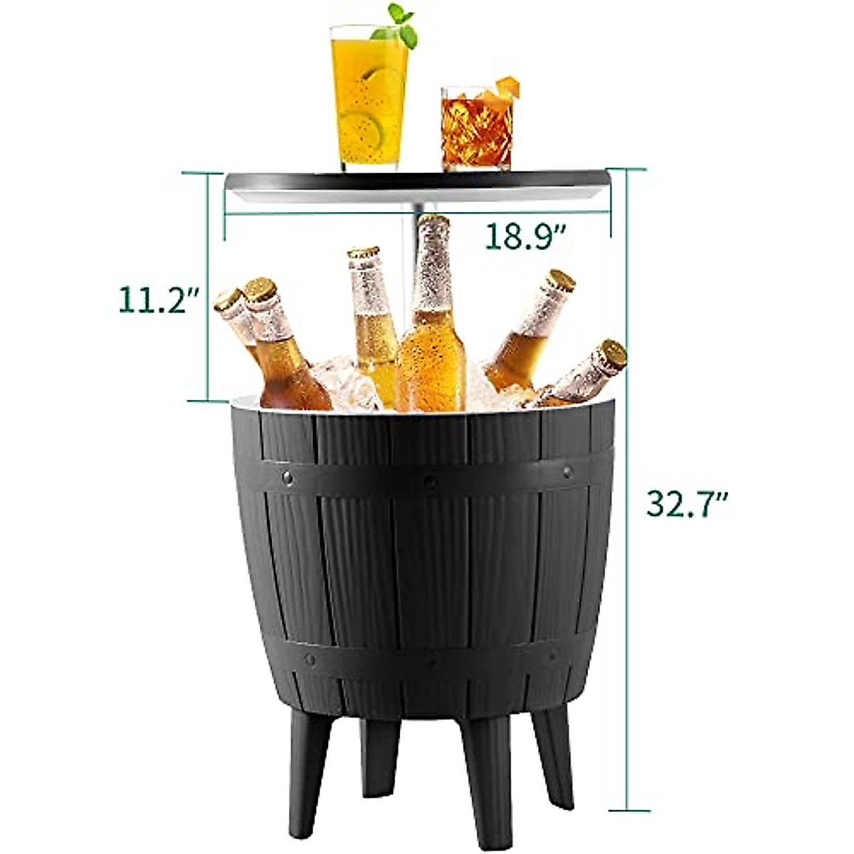 YITAHOME Cooler Table Outdoor,3-in-1 Height Adjustable Cooler Side Table,9.8 Gallon Patio Cooler with Drainage Plug for Deck Pool Party