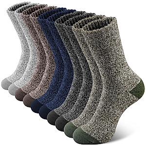 SIMIYA 5 Pairs Merino Wool Socks Mens, Super Thick Mens Hiking Socks Thermal Wool Socks for Cold Weather(7-13)