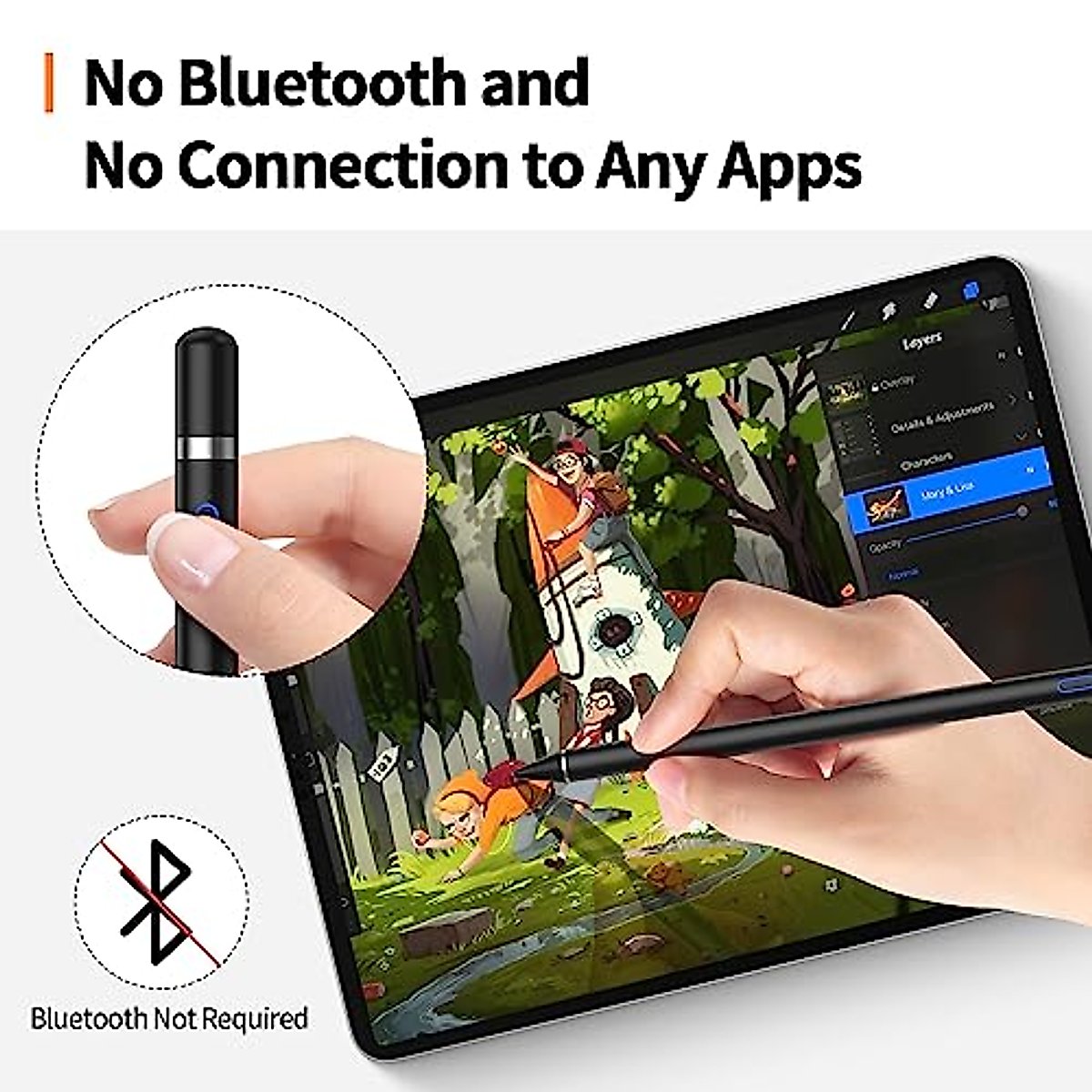 Stylus Pens for Touch Screens, Stylus Pen for iPad with Fine Point Tip & Magnetic Cap, Compatible with iPad, iPhone, Android, Tablet and Other Capacitive Touch Screen for Drawing (Black)