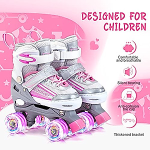 Kuxuan Skates Saya Roller Skates Adjustable for Kids,with All Wheels Light up,Fun Illuminating for Girls and Ladies - Pink M