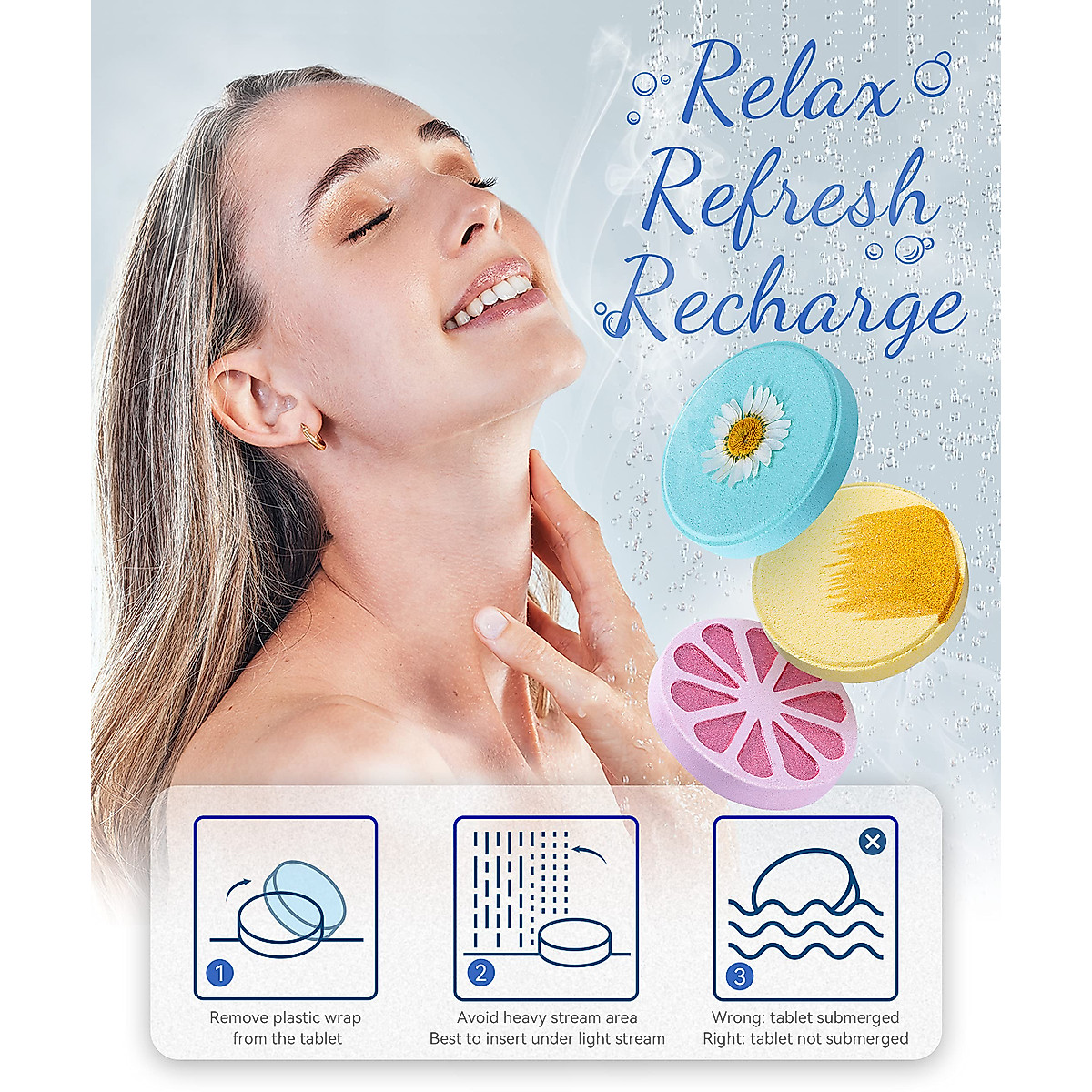 Aofmee Shower Steamers Aromatherapy - Pack of 8 Shower Bombs with Essential Oils for Relaxation, Christmas Gifts Birthday Gifts for Women and Men, Stress Relief and Luxury Self Care Shower Bath Bombs