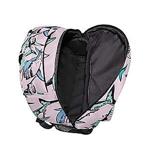 Krafig Sharks Watercolor Boys Girls Kids School Backpacks Bookbag, Elementary School Bag Travel Backpack Daypack