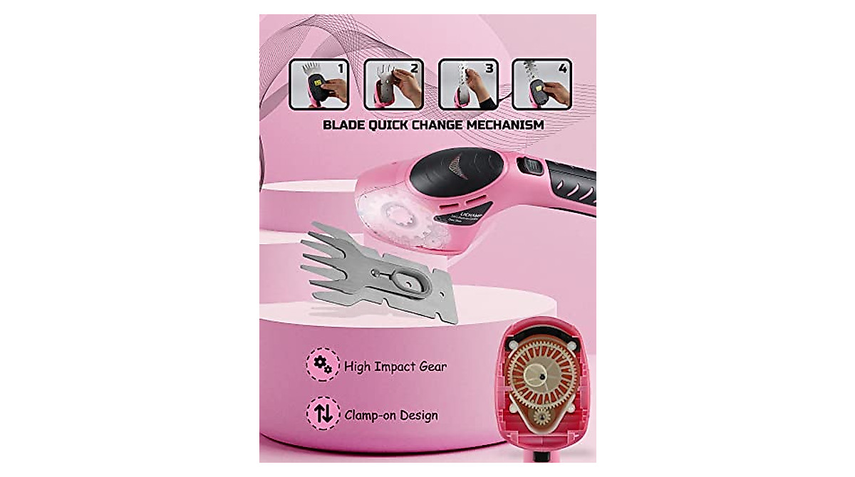 Lichamp 2-in-1 Electric Grass Shear & Hedge Trimmer Pink - Cordless ...