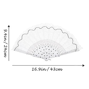DECHOUS Lace Folding Fan Retro Folding Fan Folding Silk Fan Folding Fan Handheld Oriental Folding Fan Chinese Dance Fan Japan Foldable Fan Lunar New Year Hand Fan Large China Bride White