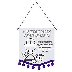 Wowser First Communion Banner Kits, DIY Sunday School or Church Activity, Arts and Crafts for Children, 12 Pack