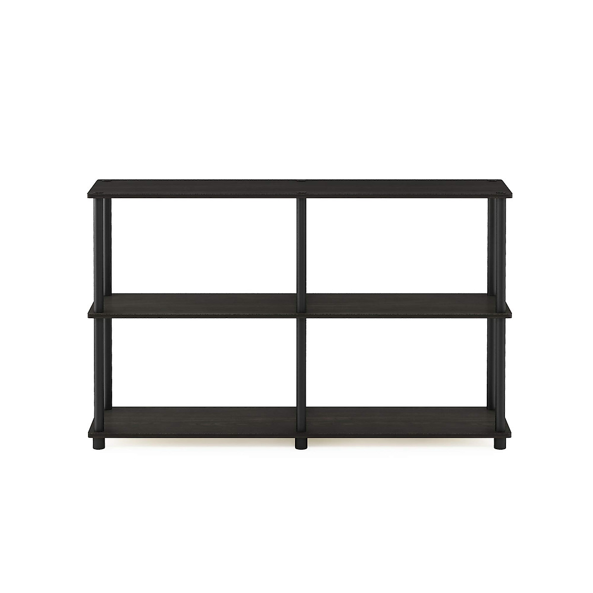 Furinno Turn-N-Tube 3-Tier Double Size Storage Display Rack, Espresso/Black Simplistic Set of 2 End Table, Espresso/Black