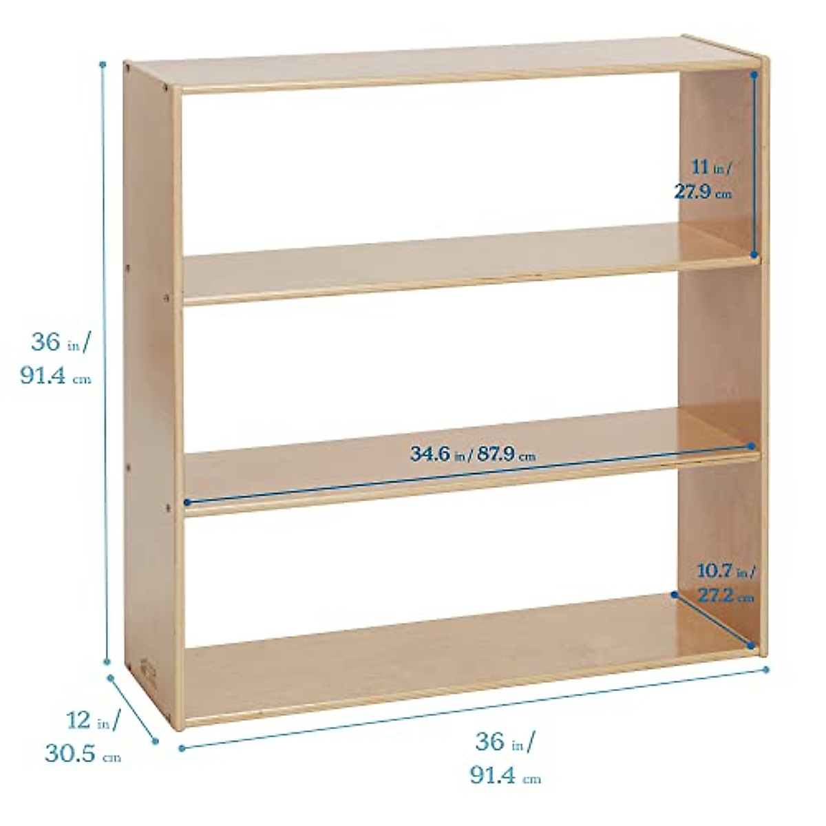 ECR4Kids Streamline 3-Shelf Storage Cabinet, 36in High, Double-Sided Display, Natural