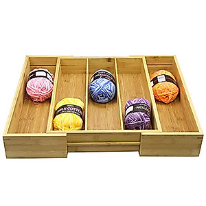 Simhoo Premium Deep Bamboo Expandable Drawer Organizer Big Adjustable Drawer Divider Organizers Box