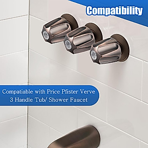 Dreyoo 3 Piece Shower Knob Replacement Compatible with Price/Pfister Verve Tub Shower, Bathtub Faucet Handle Remodel Trim Kit Include 1 Hot 1 Cold 1 Diverter and 3 Screws(Oil Rubbed Bronze)