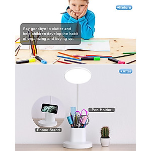 Sailstar Small Desk Lamp, LED Desk Lamps for Home Office, Eye-Caring Study Desk Light for Kids, Touch, 3 Lighting Modes, Adjust Brightness, 800LM, 360°Gooseneck Desk Lamp for College Dorm Room, White