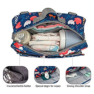 Baby Diaper Caddy Bag - Diaper Caddy Tote Baby Stroller Bag Nursery Storage Bin for Diapers, Wipes & Toys Mini Diaper Bag for Outdoor (Blue Flower)