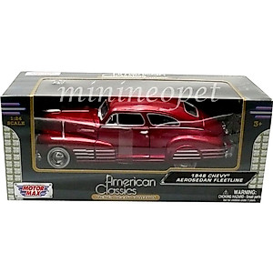 MOTORMAX 73266 1948 48 Chevy AEROSEDAN Fleetline 1/24 DIECAST RED,#G14E6GE4R-GE 4-TEW6W206601