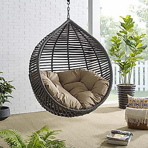 Modway EEI-3637-GRY-MOC Garner Teardrop Outdoor Patio Swing Chair Without Stand, Gray Mocha