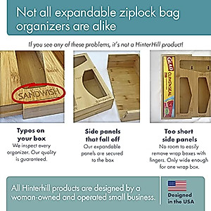 Ziplock Bag Organizer for Drawer, 6-in-1 Expandable Plastic Bag Organizer, Ziploc Bag Organizer, Baggie Organizer, Sandwich Bag Organizer, Foil & Plastic Wrap Organizer, Bamboo Food Storage Bag