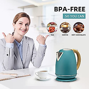 SULIVES 1500W Electric Kettle with 1.7L Capacity, LED Light Indicator, Auto Shut-Off and Dry Protection, Stainless Steel Interior and BPA-Free, Cordless Design, Fast Boiling Water Kettle for Daily Use