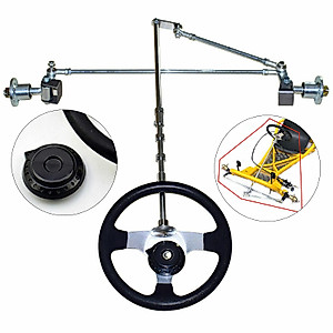 DDBESSIC Go Kart Steering Kit, 640mm Front Steering Wheel Gear Rack Joint Tie Rod & Wheel Assembly Rack Adjustable for DIY 168cc Go Kart UTV ATV Retrofit Replacement
