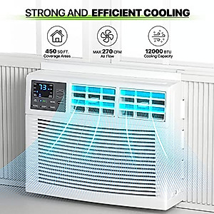 Magshion Window Air Conditioner 12000 BTU, Wi-Fi Enabled or Remote Control, Cooling for Large Rooms up to 450 Sq. Ft., 12K BTU Window AC Unit with Easy Install Kit