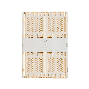 3 Sprouts Recycled Plastic Collapsible Crate - Stackable Folding Storage Crate for Organization for Adults & Kids - Foldable Plastic Crate - Large - Cream