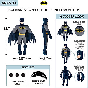 Franco Kids Bedding Super Soft Plush Cuddle Pillow Buddy, One Size, Batman