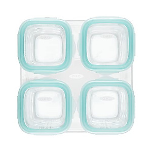 OXO Tot Glass Baby Blocks Food Storage Containers, Teal, 4 oz