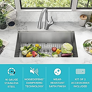 Kraus KHU100-32 Standart PRO 16 Gauge Undermount Single Bowl Stainless Steel Kitchen Sink, 32 Inch