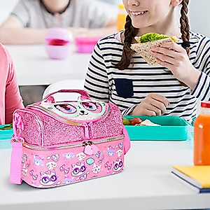 RLGPBON Kids Lunch Bag,Girls Insulated Lunch Box for Girls,Cat Lunch Bag Toddler Teen,School Daycare Cute Travel bags