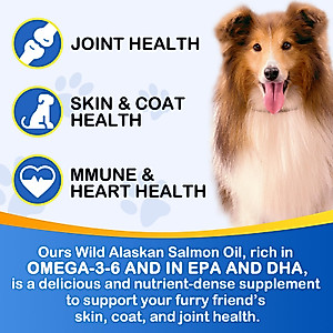 Omega 3 Fish Oil for Dogs, 100% Pure Pet Fish Oil Supplement for Dogs & Cats with DHA & EPA Fatty Acids Skin & Shiny Coat, Fish Oil for Dogs Shedding Allergy, Itch, Dry Skin, Joints -120 Capsules