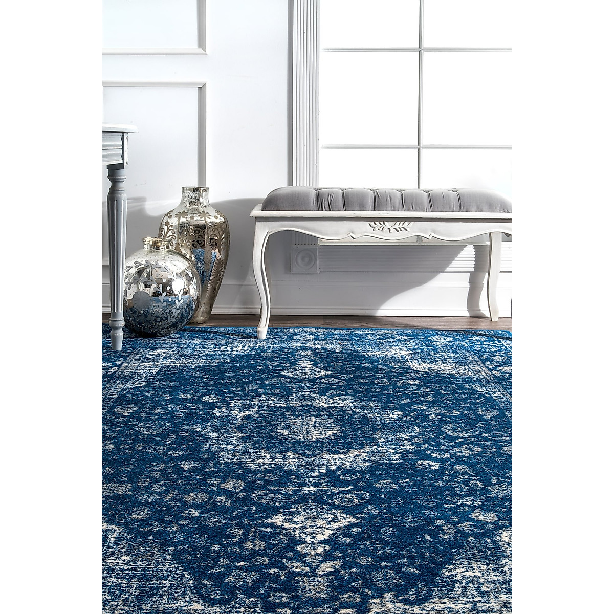 nuLOOM Paisley Verona Vintage Persian Area Rug, 4' x 6', Dark Blue
