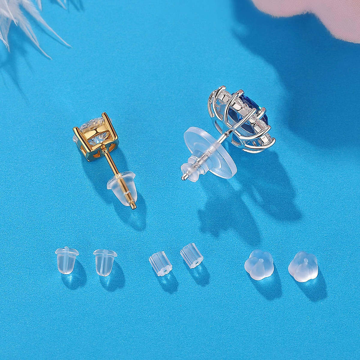 6 Styles Silicone Earring Backs for Studs, 600 Pieces Clear Soft Earring Backs Replacements Hypoallergenic Plastic Rubber Earring Backs Clutch Stoppers Kits for Fish Hook Hoops