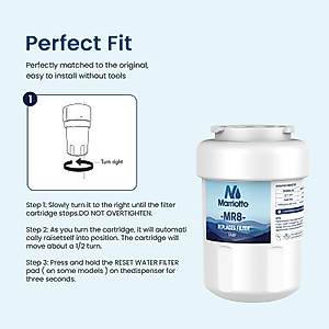 MARRIOTTO Smart Water Filters for Refrigerators NSF 42 Certified Cartridges Compatible with MWF, MWFA, MWFP, GWF, GWFA, 46-9991, HDX FMG-1, WFC1201, 1 Pack